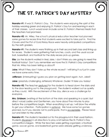 A St. Patrick's Day Reader's Theater for Middle School