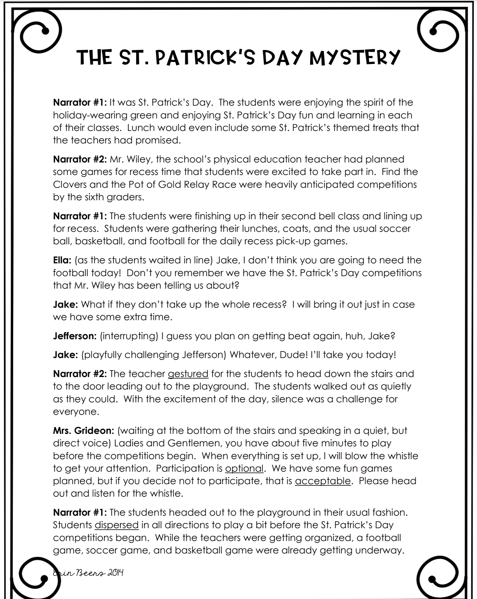 A St. Patrick's Day Reader's Theater for Middle School