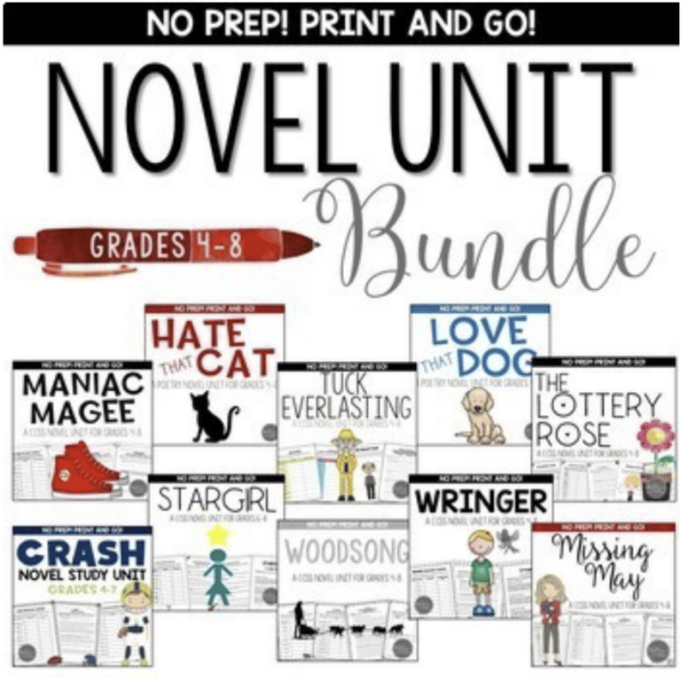 Novel Study Unit Bundle for Grades 4-8 - Mrs. Beers Language Arts Classroom