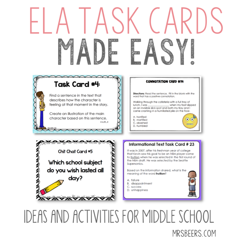 Task Cards (Made Easy!) for The Middle School Classroom