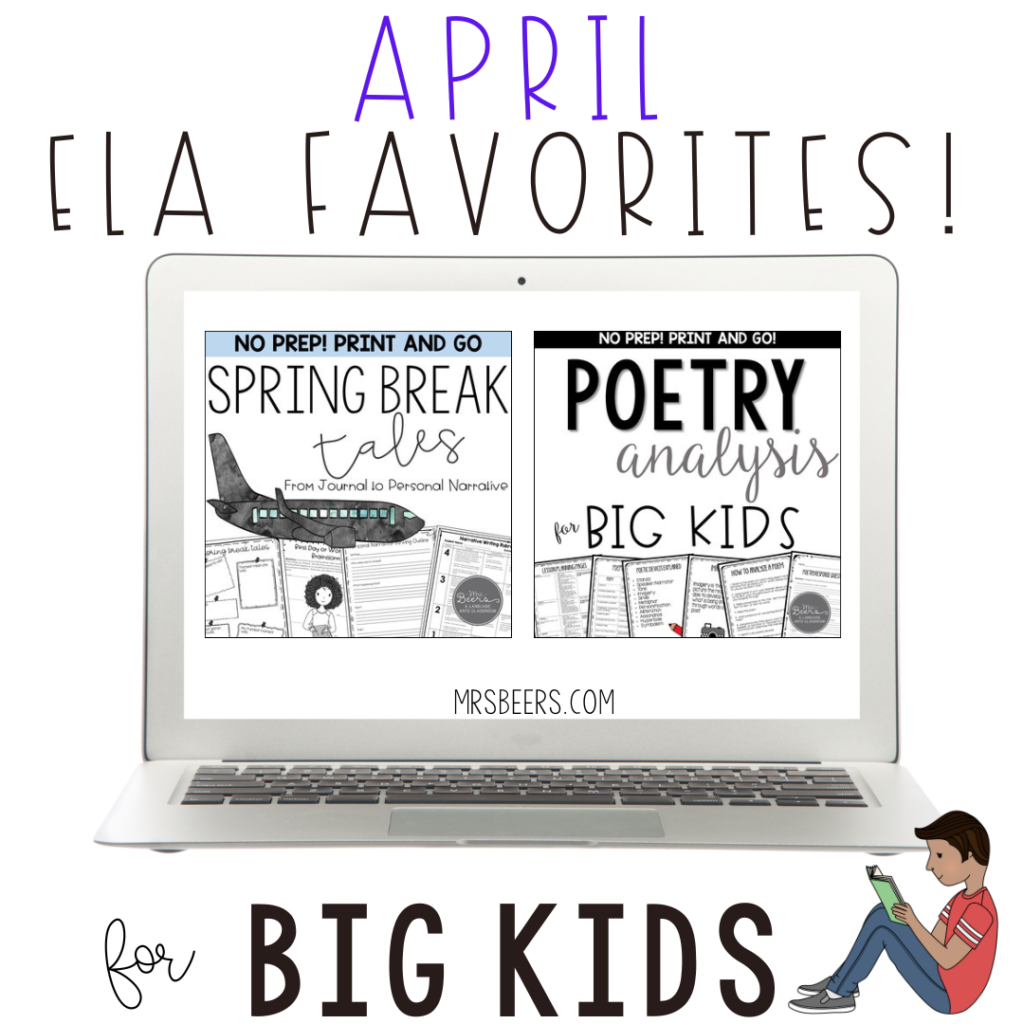 April ELA Activities for Middle School