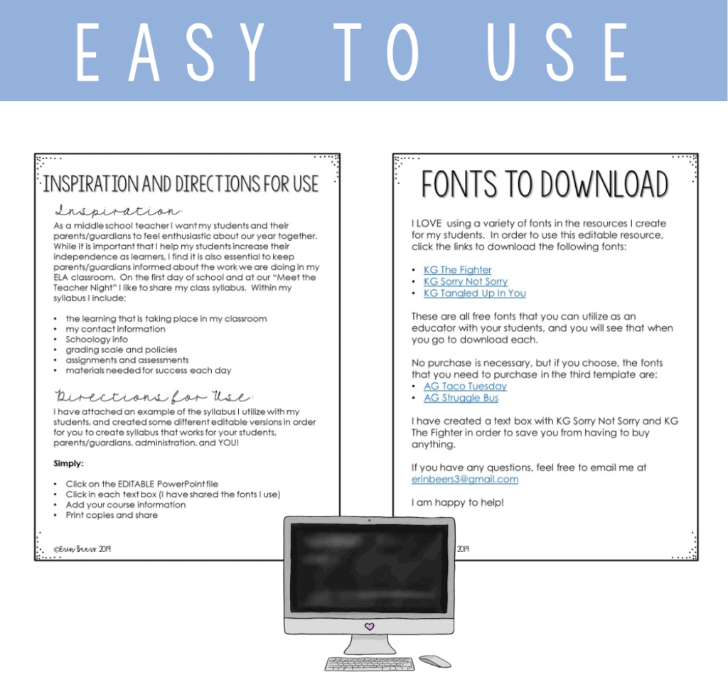 Editable Syllabus Templates for Teachers (Any Grade) - Mrs. Beers ...