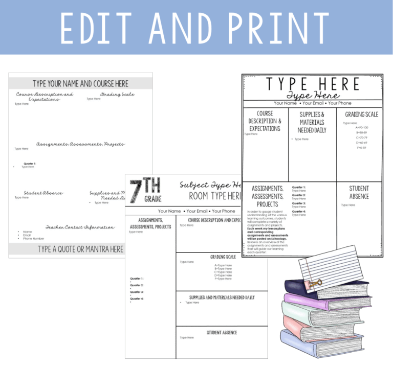 Editable Syllabus Templates for Teachers (Any Grade) - Mrs. Beers ...