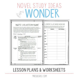 Wonder by RJ Palacio: Lesson Plans and Character Analysis Activities