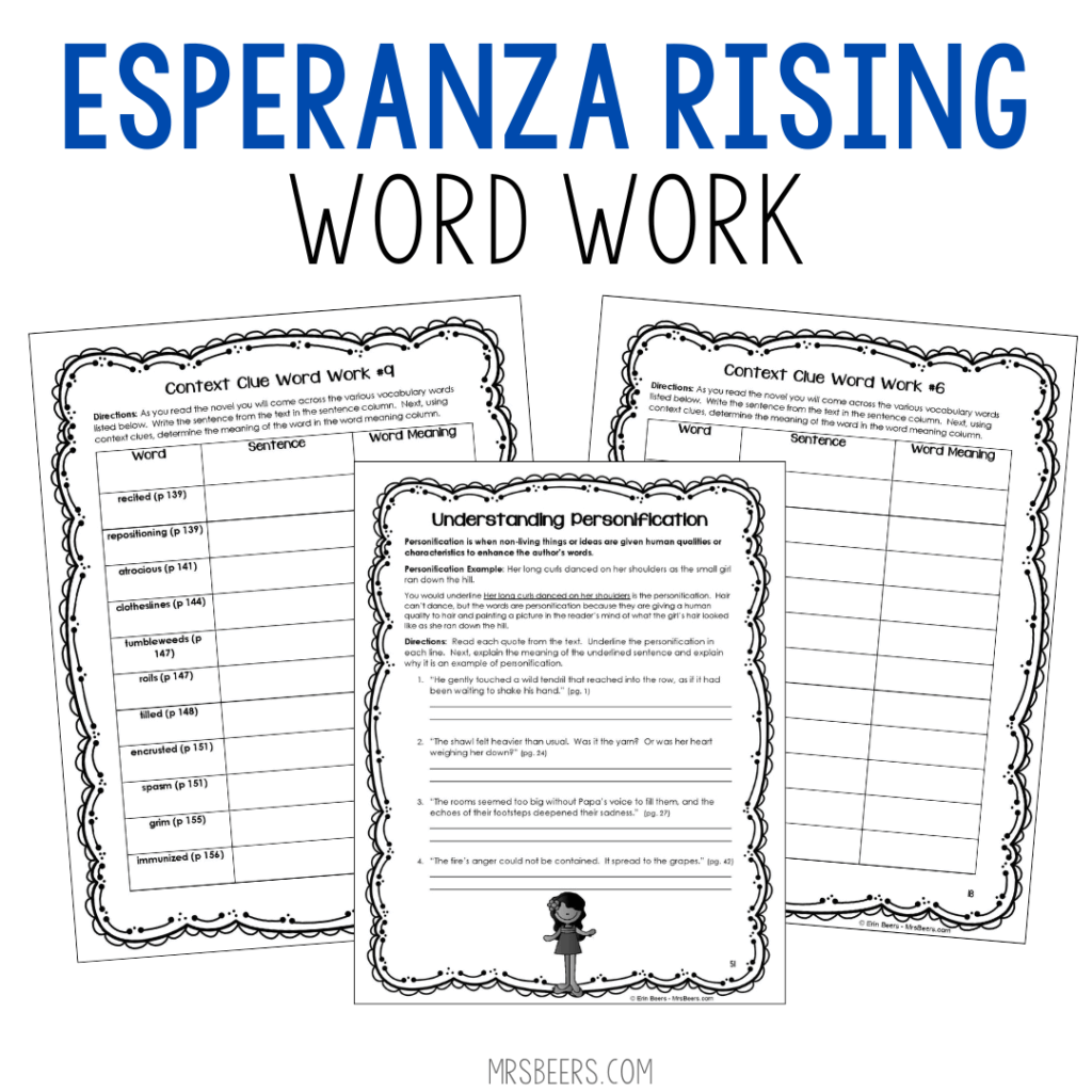 Esperanza Novel Study Ideas for Teachers