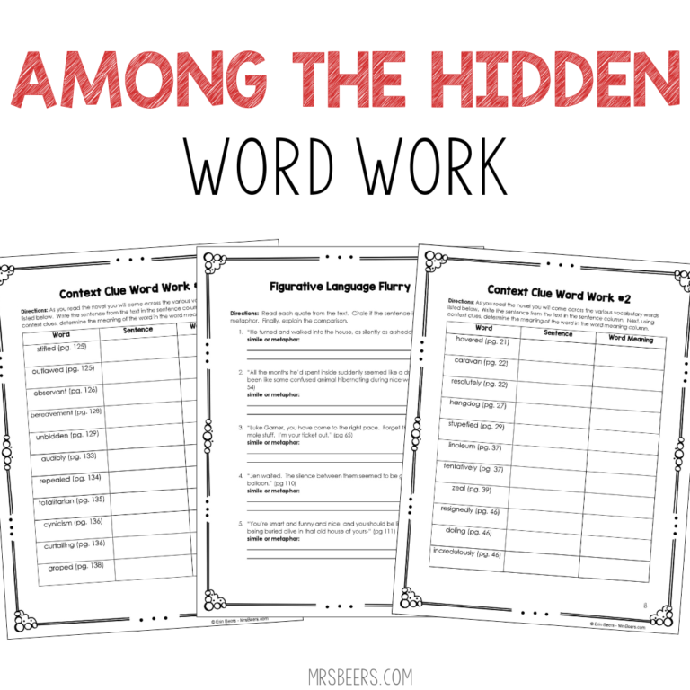 3 Activities for Your Among the Hidden Novel Study